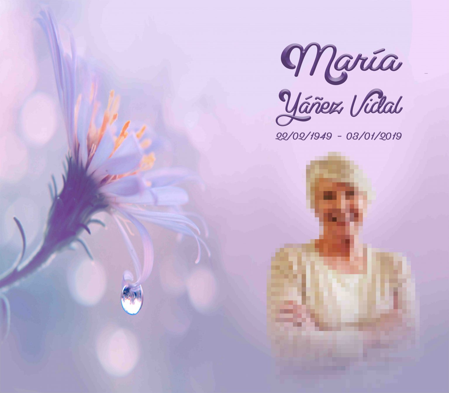 Lápida personalizable Flor Violeta - Lápidas únicas